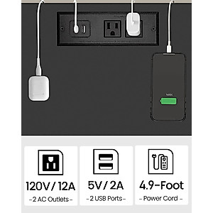 TUTOTAK Set of 2 End Table with Charging Station, Side Table with USB Ports and Outlets, Nightstand, 3-Tier Storage Shelf, Sofa Table for Small Space TB01BK0422