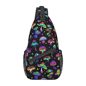 RIMENCH Unisex goth gothic magic hippie trippy mushroom Sling Bag Casual Chest Crossbody Anti-Theft Sling Bags Shoulder Backpack Waterproof Chest Bag With Adjustable Strap