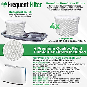 Frequent Filter - Compatible Honeywell Germ Free Cool Mist Wicking Humidifier, Filter A. Fits HCM 350, HCM350w, HCM350, Quietcare Tower & More. Replacement HAC 504, HAC504, 504AW - (Pack of 4)