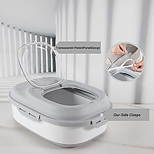 SUT Gray Rice Food Storage Containers, Collapsible 20 to 50 Lbs Large Sealed Grain Container Storage, Airtight Dispenser Bin with Rolling Wheel and Locking Lid, Pet Food Container For Kitchen Holder