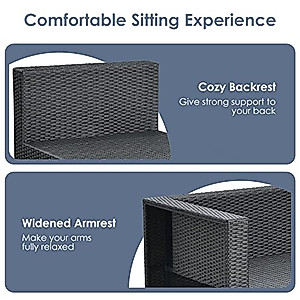 n/a 6PCS Patio Rattan Furniture Set Space Saving Cushioned No Assembly Loveseat Armless Sofa