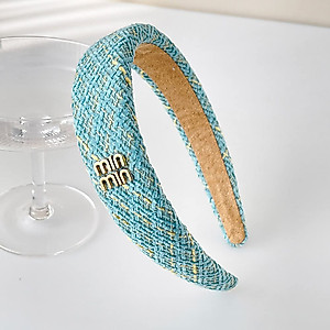 Yazon 3pcs Padded Headbands for Women Girls Solid Fabric Hairbands White Pink Blue Hair Hoops Hair Accesorries (Model B)