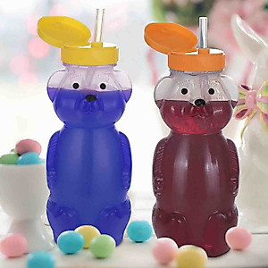 Honey Bear Straw Cups with 4 Flexible Straws & Cleaning Tools(2 Straw Brushes &1 Bottle Brush), 8-Ounce Therapy Sippy Bottles for Speech and Feeding Training, Leak-Proof & Food-Grade & BPA Free 2 Pack