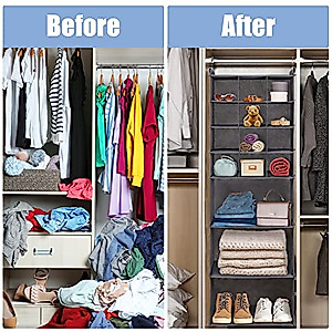 Fixwal Hanging Closet Organizer Storage 15 Section Clothes Drawers & Shoe Shelves Space Saving Clothes Shoes Accessories Holder & Storage for Bedroom Nursery Cloakroom Or RVs