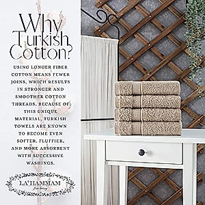 La Hammam 4 Pack 16” × 28” Turkish Cotton Hand Towels for Bathroom, Face, Hotel, Gym, & Spa | Extra Soft Feel Fingertip, Quick Dry and Highly Absorbent Luxury Premium Quality Towel Set - Beige