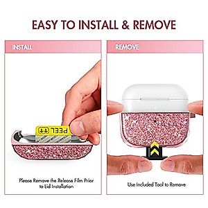 AhaStyle AirPods Pro Case Cover for Women Girls, Luxury Glossy Hard Shell Case Cover Accessories Compatible with Apple AirPods Pro Charging Case (Rose Gold)