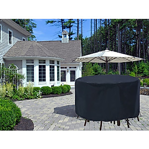 POMER Patio Furniture Covers, 72inch Round Bar Height Table Chair Set Cover Waterproof Outdoor Table Cover for Garden Furniture Set - 72" D x 43" H