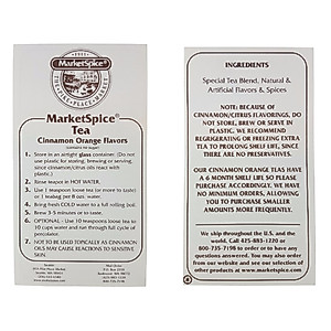 Market Spice Cinnamon Orange Loose Leaf Tea, 8 oz. Package With Brewing And Storage Instructions. (Cinnamon-Orange 8 oz.)