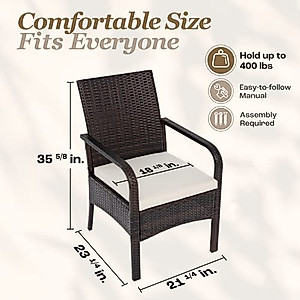 IDZO Lithe Upgraded Wicker Outdoor Dining Chairs Set of 4, 400 lbs Capacity, 2000 Hours UV Protection, Powder-Coated Steel Frame, Removable Seat Cushions, Weather-Resistant Patio Furniture Set