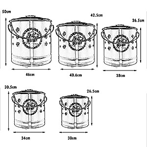 HELOU Garden Stainless Steel Burn Barrel Yard Debris Incinerator Bin, Waste Disposal Fire Bin Dustbin Rubbish Paper Leaves Wood Waste Disposal Burner,with Fire Hook/Liner/Grid