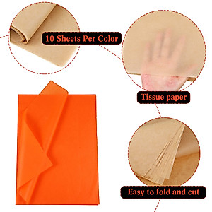 Zonon 100 Sheets Thanksgiving Fall Tissue Paper for Gift Orange Autumn Wrapping Paper Bulk Pumpkin Maple Leaves DIY Craft Art Harvest Birthday Wedding Present Box Decoration