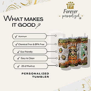 Custom Easter (Egg Hunter Tumbler | Personalized 20oz Double Wall Insulated Travel Mug | Spring Design with Name (Egg Hunter)