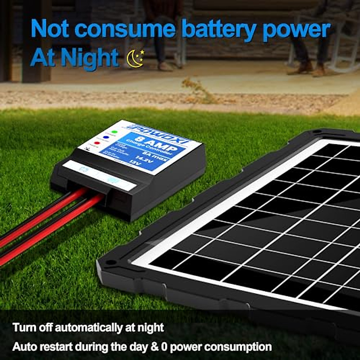 POWOXI Solar Panels Charge Controller, 8A Battery Regulator for 12V Solar Battery Charger, Solar Battery Maintainer and 12 Volt Batteries Power Kit
