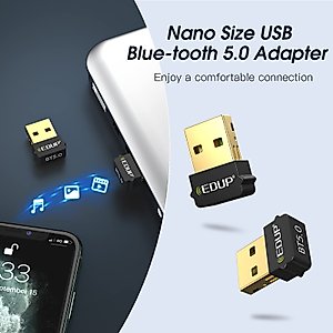 Mini USB Bluetooth 5.0 Adapter for PC,USB2.0 Bluetooth EDR Dongle for Desktop PC Laptop Compatible with Windows 10/8.1/8 /7 (Need Installed Driver)