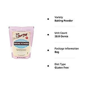 Bob's Red Mill Baking Powder 14 oz (2 Pack) - Double Acting Baking Powder - No Added Aluminum - Baking Powder Double Pack ( 14 oz each, 28 oz total)