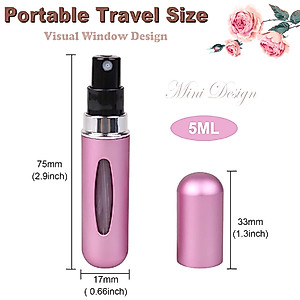 LAIKME Travel Mini Perfume Refillable Atomizer - Portable Perfume Cologne Spray Container Bottle - Travel Perfume Scent Pump Case Fragrance Empty Spray Bottle for Traveling Outgoing 5ml (Rose Pink)