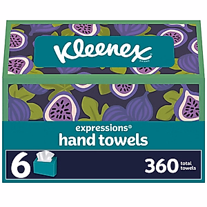 Kleenex Expressions Disposable Paper Hand Towels, Paper Hand Towels for Bathroom, 6 Boxes, 60 Hand Towels per Box (360 Total Tissues)