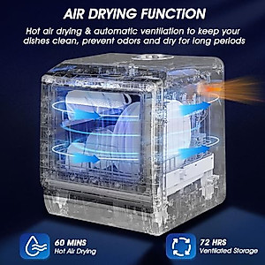 AIRMSEN Portable Countertop Dishwashers, 5 Washing Programs Mini Dishwashers with 5 L Built-in Water Tank and Double-layered Glass Door, No Hookup Needed for Home, Apartments & RVs