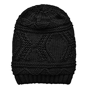 Lilax Knit Slouchy Oversized Soft Warm Winter Beanie Hat Black