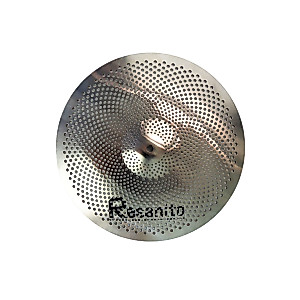 Resanito Low Volume Cymbal Pack Mute Cymbal Set, 14"hi-hat+16"crash+18"crash+20"ride (5 pieces) with FREE Cymbal Bag, Chrome