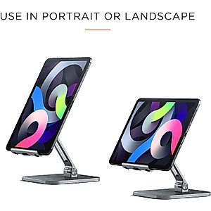 Satechi Aluminum Desktop Stand - Adjustable Tablet Mount with Protective Grips - Compatible with All iPad and Tablet Models, iPad Pro M2/ M1, iPad Air M1, iPad Mini, iPhone 16/15/14/13/12 and More