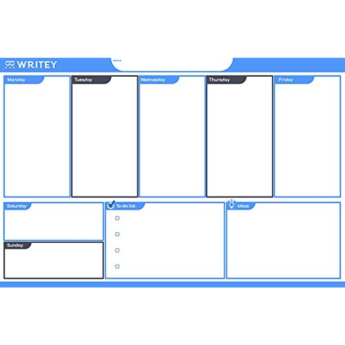 Peel and Stick Whiteboard Calendar, Large Weekly Organizer, 24 x 36 in - Stain Proof White Board Dry Erase Surface, and Reusable Adhesive Backing