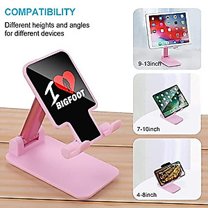 I Love Bigfoot Cell Phone Stand for Desk Foldable Phone Holder Height Angle Adjustable Sturdy Stand Pink-Style