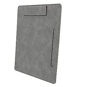 Ciieeo Folder Board Metal Clip Board Office Stuff Business Supplies Realtor Supplies Marketing Supplies Clipboard Pu Grey Writing Support Plate Exam Paper Base Paper File Organizer Metal