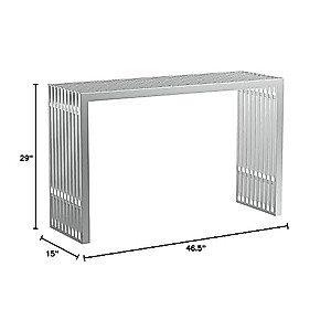 Modway Gridiron Contemporary Modern Stainless Steel Console Table, Silver