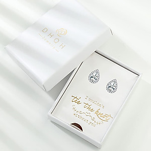 DHQH 4/6 Pairs Bridesmaids Earrings Classic Cubic Zirconia Teardrop Stud Earrings for Women I Couldn’t Tie a Knot Without You Brides Bridesmaids Proposal Wedding Jewelry Gifts