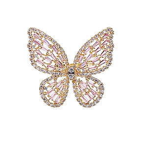Cubic Zirconia Butterfly Ring Sparkling Crystal Bow-Knot Knuckle Ring Wedding Jewelry for Women