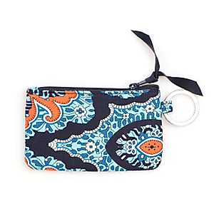 PUPU Women's Cotton Zip ID Case Wallet (Navy-19)