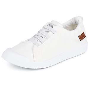 JENN ARDOR Womens Stylish Canvas Slip On Sneakers Low Top Casual Walking Shoes with Comfort, Durable, Lightweight, Non-Slip A-White