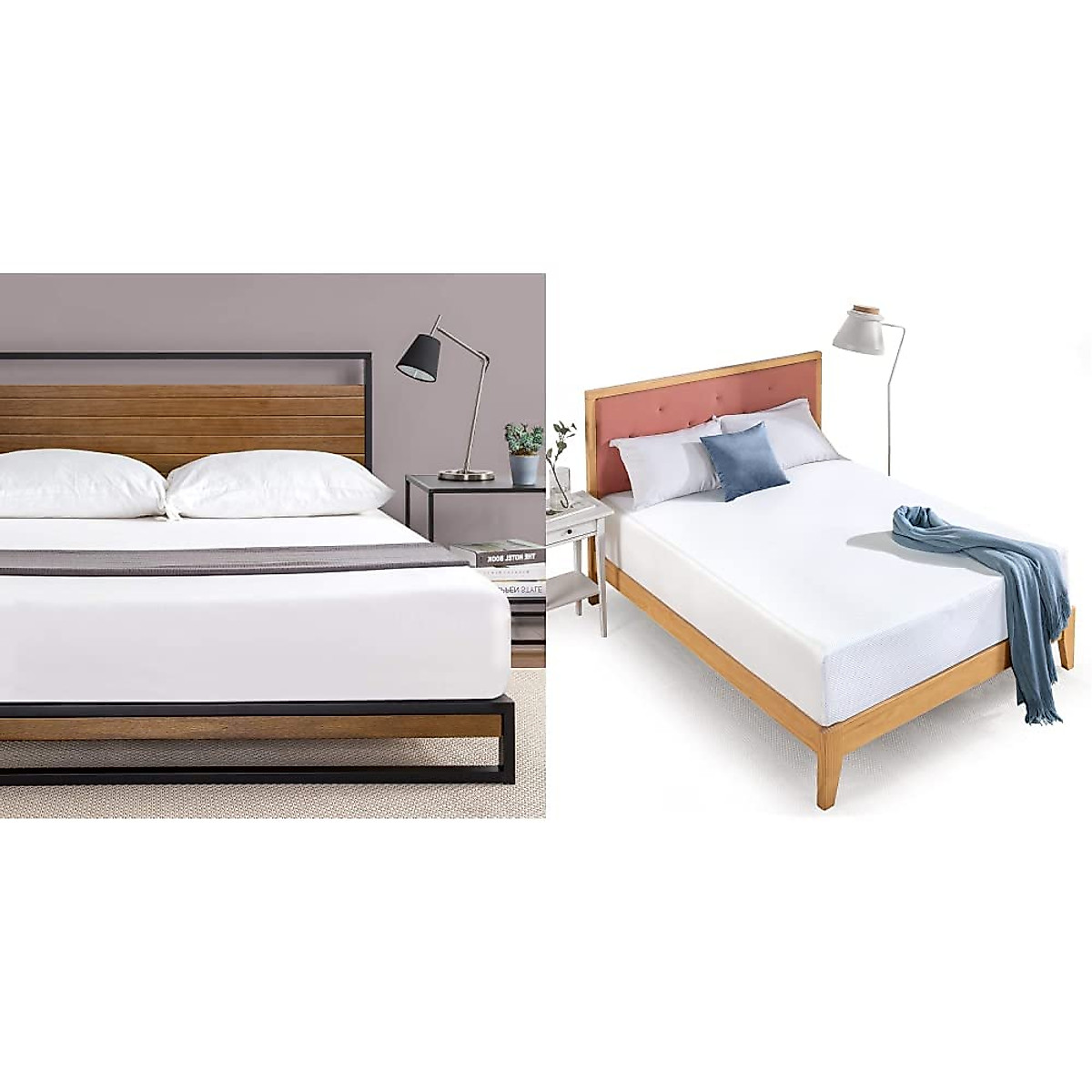 ZINUS Suzanne 37 Inch Metal and Wood Platform Bed Frame & 12 Inch Green Tea Cooling Gel Memory Foam Mattress / Cooling Gel Foam / Pressure Relieving / CertiPUR-US Certified / Bed-in-a-Box, Full