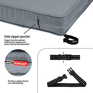Pcinfuns Outdoor Chair Cushion 22 x 22 x 3 Inch Water Resistant & Fade Resistant Patio Furniture Cushions with Removable Cover and Adjustable Straps Set of 2,Deep Grey