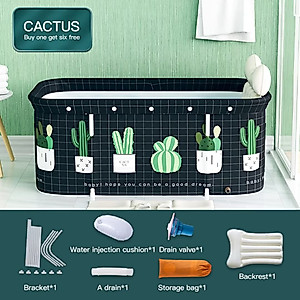 Portable Foldable Bathtub, Separate Family Bathroom SPA Tub, Soaking Standing Bath Tub for Shower Stall, Efficient maintenance of temperature, Ideal for Hot bath ice bath 47.2x19.7x21.7inch(Cactus)