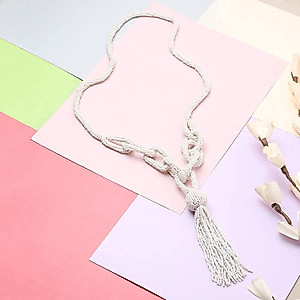 RF RIZIR FASHION Long Handmade Glass Beaded Statement WHITE Necklace for Women