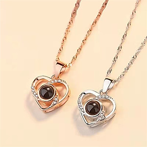 Personalized Photo Necklace Projection Necklace with Picture Inside -Sterling Silver Custom Photo Projection Necklace-Custom Jewelry Gift for Women Wife Mom Christmas