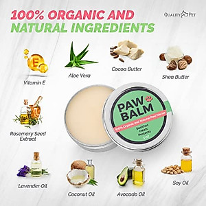 Paw Nectar Dog Paw Balm - Heals, Repairs & Restores Dry, Cracked & Damaged Paws - 100% Organic & Natural Cream Butter, Wax, Moisturizer & Protection for Dog Feet & Foot Pads - Effective & Safe - 2 Oz