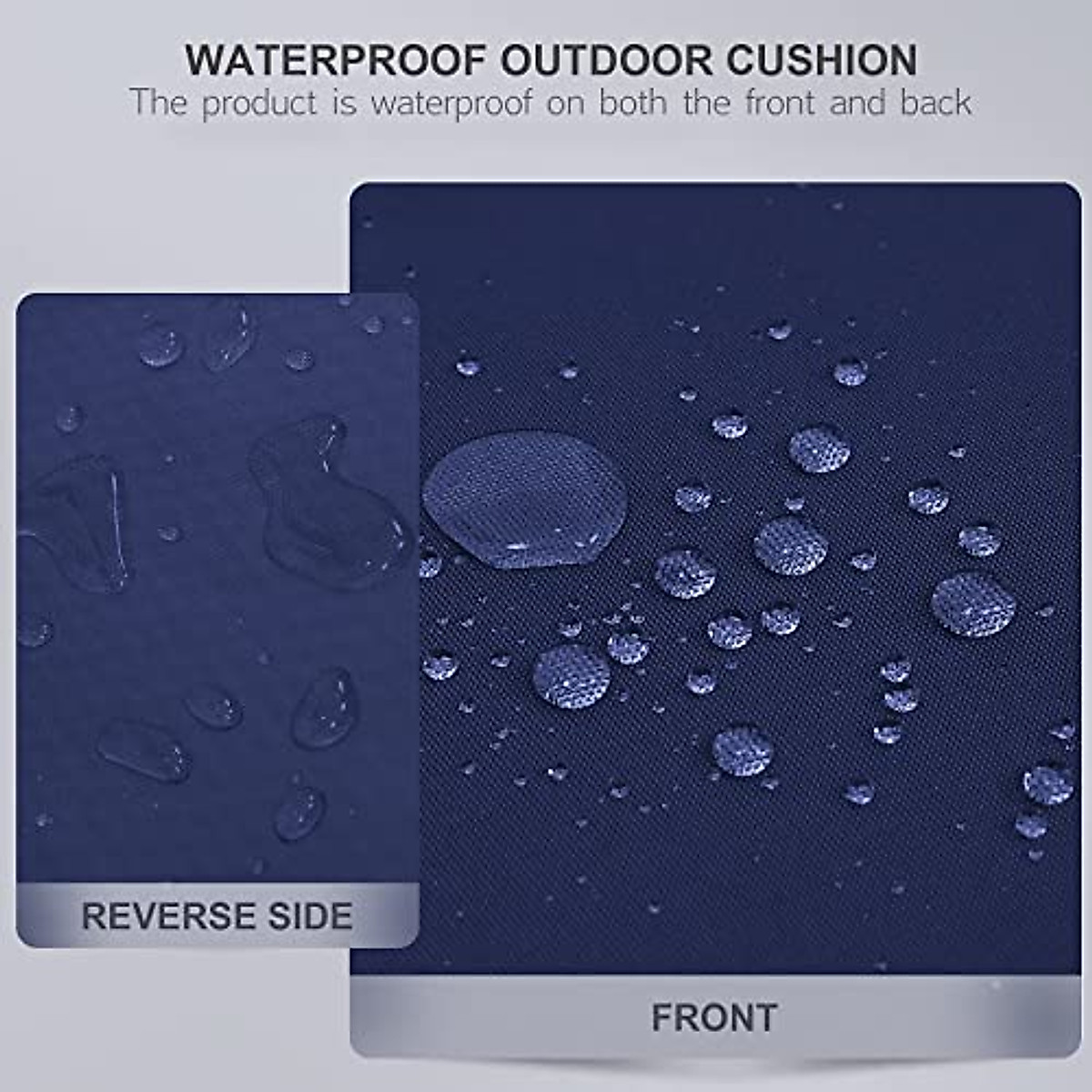 Favoyard Patio Chair Cushion 19 x 19 Inch Waterproof Outdoor Seat Cushions for Patio Furniture 3-Year Color Fastness Garden Sofa Couch Chair Pads with Handle and Adjustable Straps Set of 2, Navy Blue