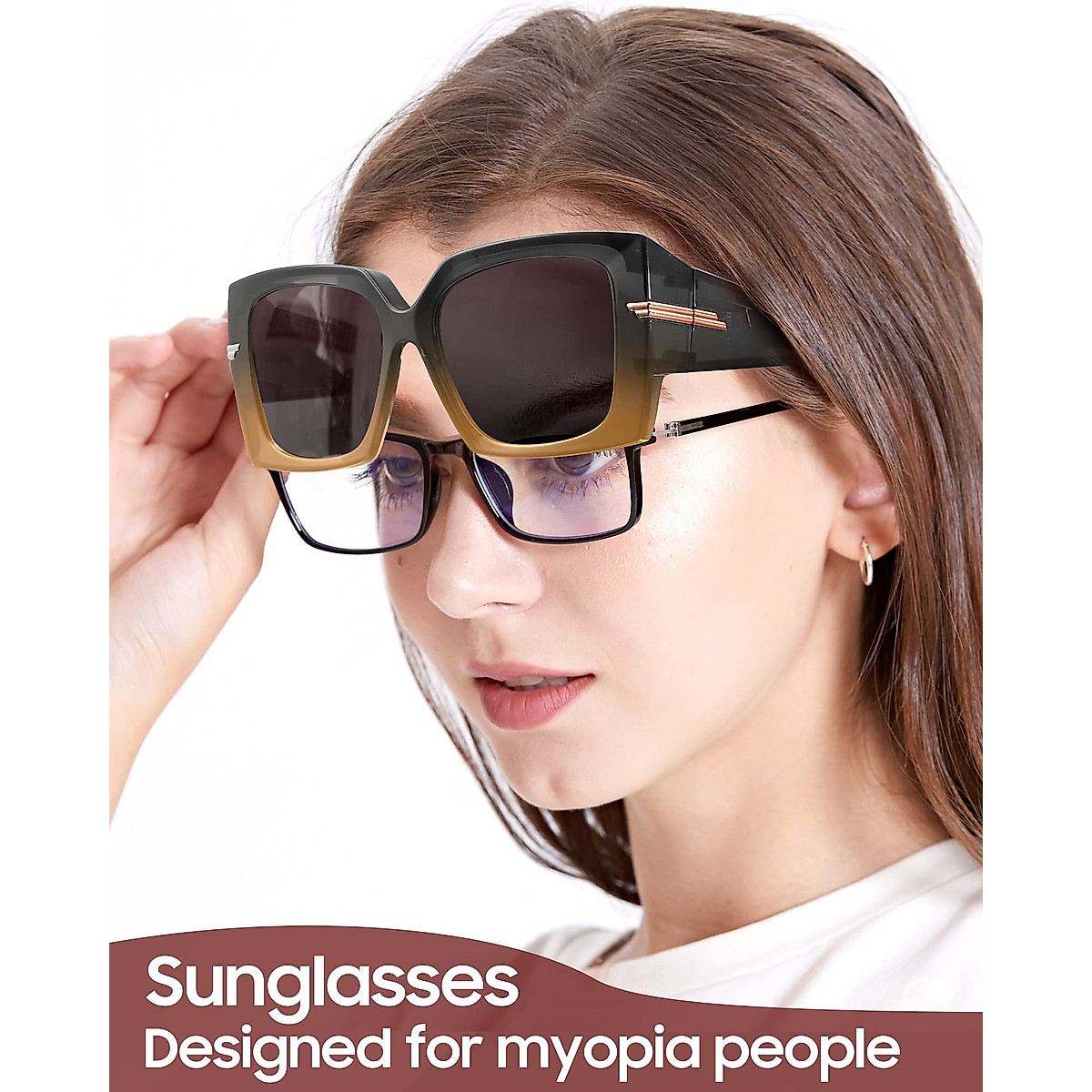 LVIOE Fit Over Sunglasses for Women Oversized Frame & Big Temple & Full UV400 Protection Polarized Lens Fashion Design LS7519