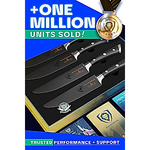 Dalstrong Gladiator Elite Series Forged High Carbon German Steel Steak 4-Piece Kitchen Knife Set with Black G10 Handle, 5 Inches, Sheaths Included