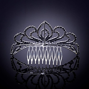 Bseash Mini 4.4" Silver Crystal Tiara Crown Headband Princess Elegant Crown with combs pin for Women Girls Bridal Wedding Prom Birthday Party