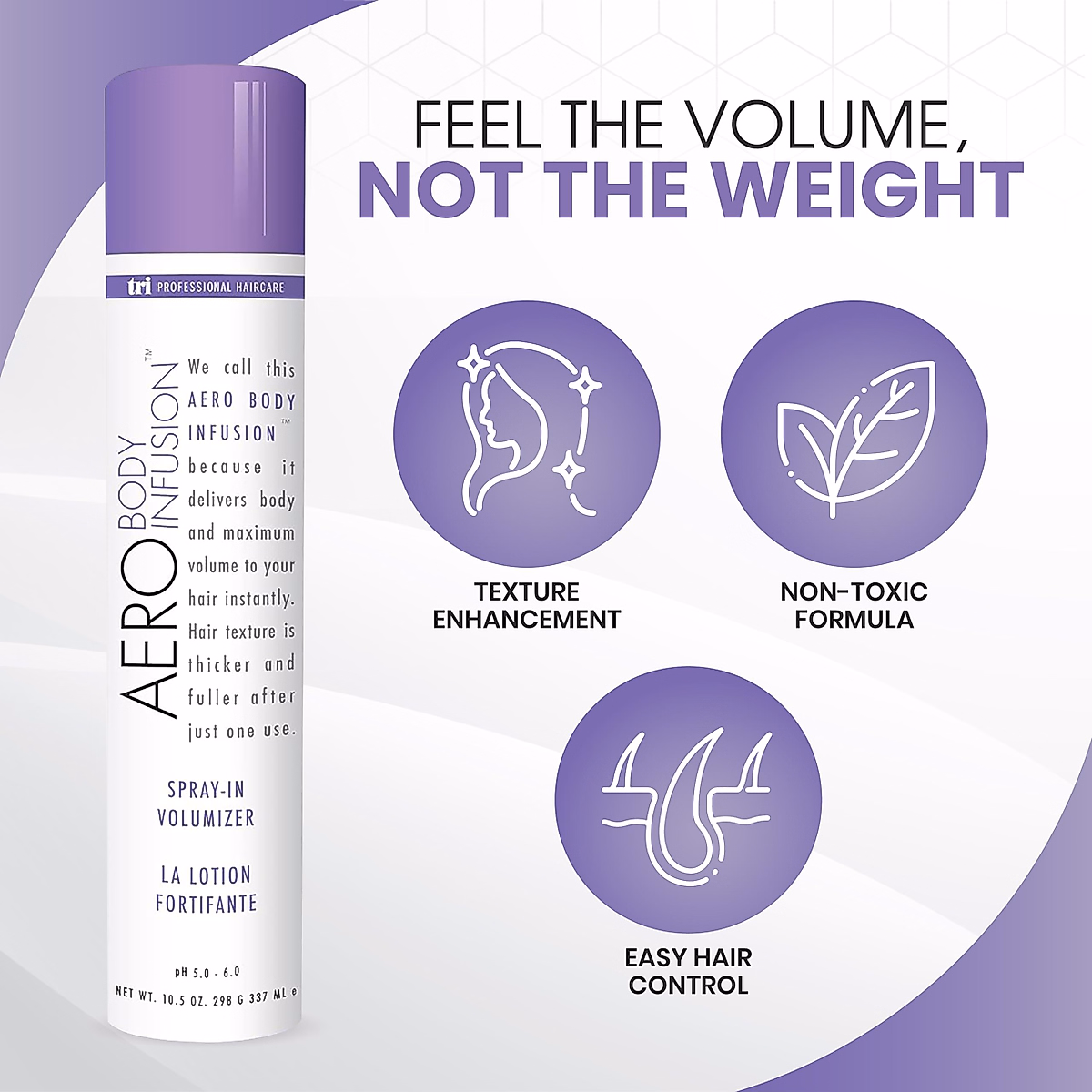 TRI Design Aero Body Infusion Spray-In Volumizer - Achieve Maximum Volume & Enhanced Texture, Weightless Formula for Root Lift & Fullness, Adds Body & Shine, Versatile Style for Hair- 10.5 oz