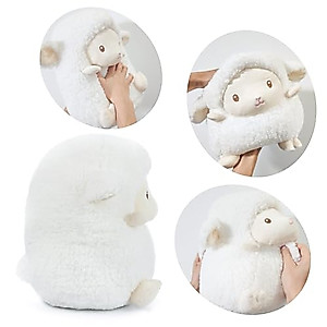WEIGEDU 14 inches Adorable White Sheep Stuffed Animal - Soft Lamb Plush Toy Pillow with Embroidered Eyes, Fluffy Cushion for Kids, Babies, Birthday, Easter, and Bedtime Gifts