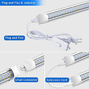 CNSUNWAY 2FT LED Shop Light, 24W 2680LM 6000K Super Bright, T8 Integrated LED Light Fixture, D-Shaped, High Output, Linkable Utility Shop Lights for Room, Garage, Workbench, Under Cabinet (2 Pack)