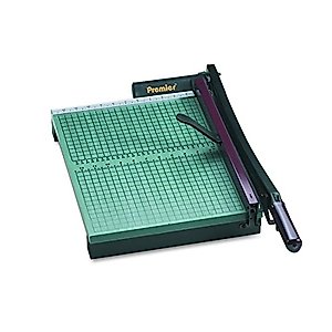 Premier 715 StackCut Heavy-Duty Trimmer, Green, Table Size 12-1/2" x 15", Permanent 1/2" Grid and Dual English and Metric Rulers