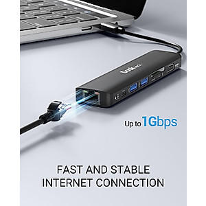 USB C Hub 4K 60Hz, Dockteck 7-in-1 USB C PD Ethernet Hub Dongle with 4K 60Hz HDMI, 1Gbps Ethernet, 100W PD, 2 USB 3.0, SD/Micro SD for MacBook Air/Pro M1 2020, iPad Pro 2021, iPad Mini 6 and More