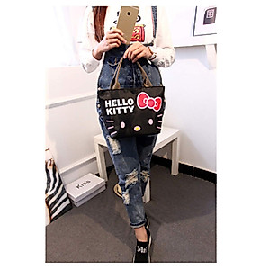 Kerr's Choice Black Kitty Tote Bag Black Cat Shopping Bag Gym Bag Cat Lunch Bag Black