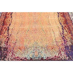Unique Loom Estrella Collection Rustic, Distressed, Modern, Abstract Area Rug, 5 ft x 8 ft, Orange/Black
